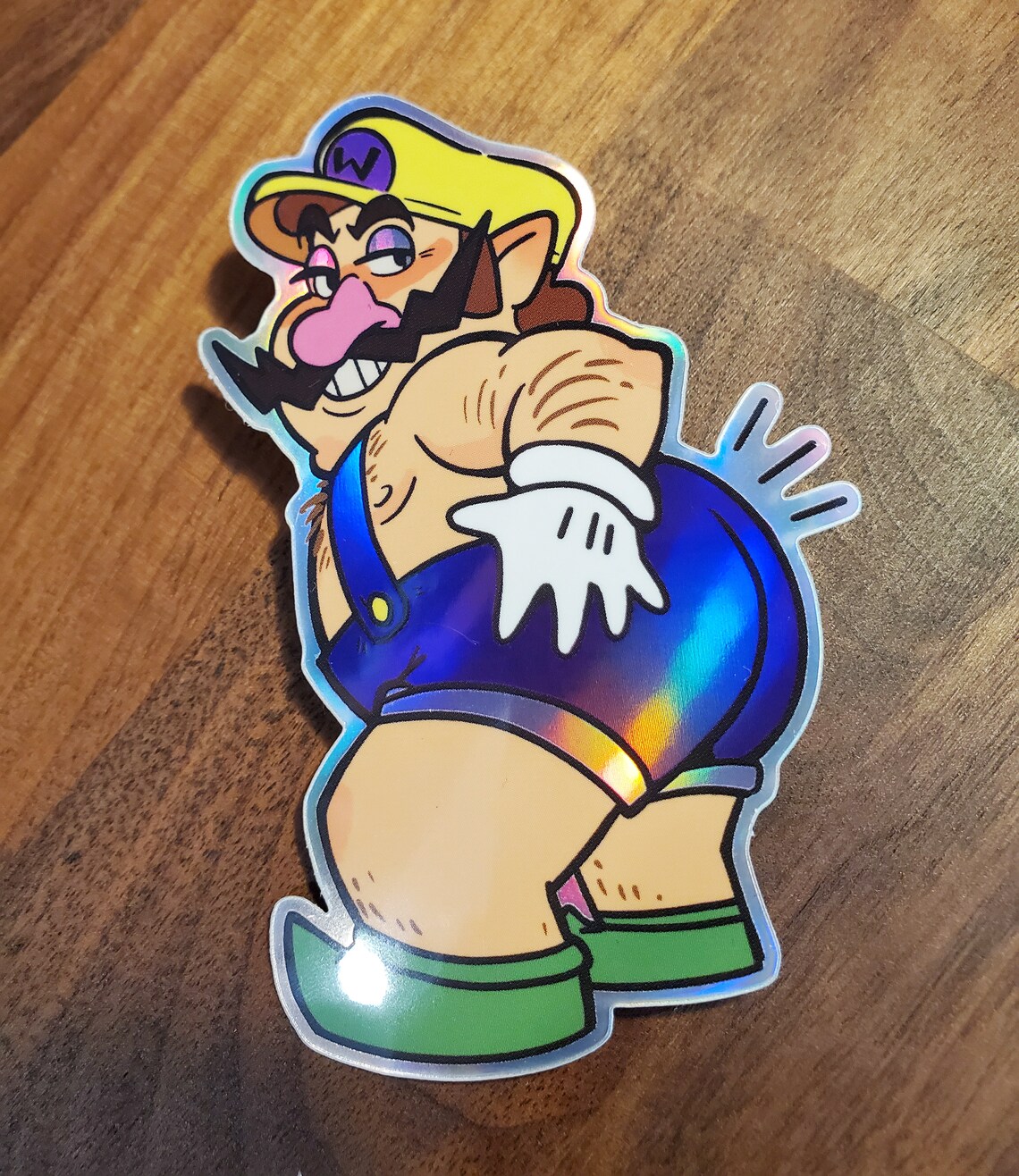 Thicc Wario Holographic Vinyl Sticker - Etsy