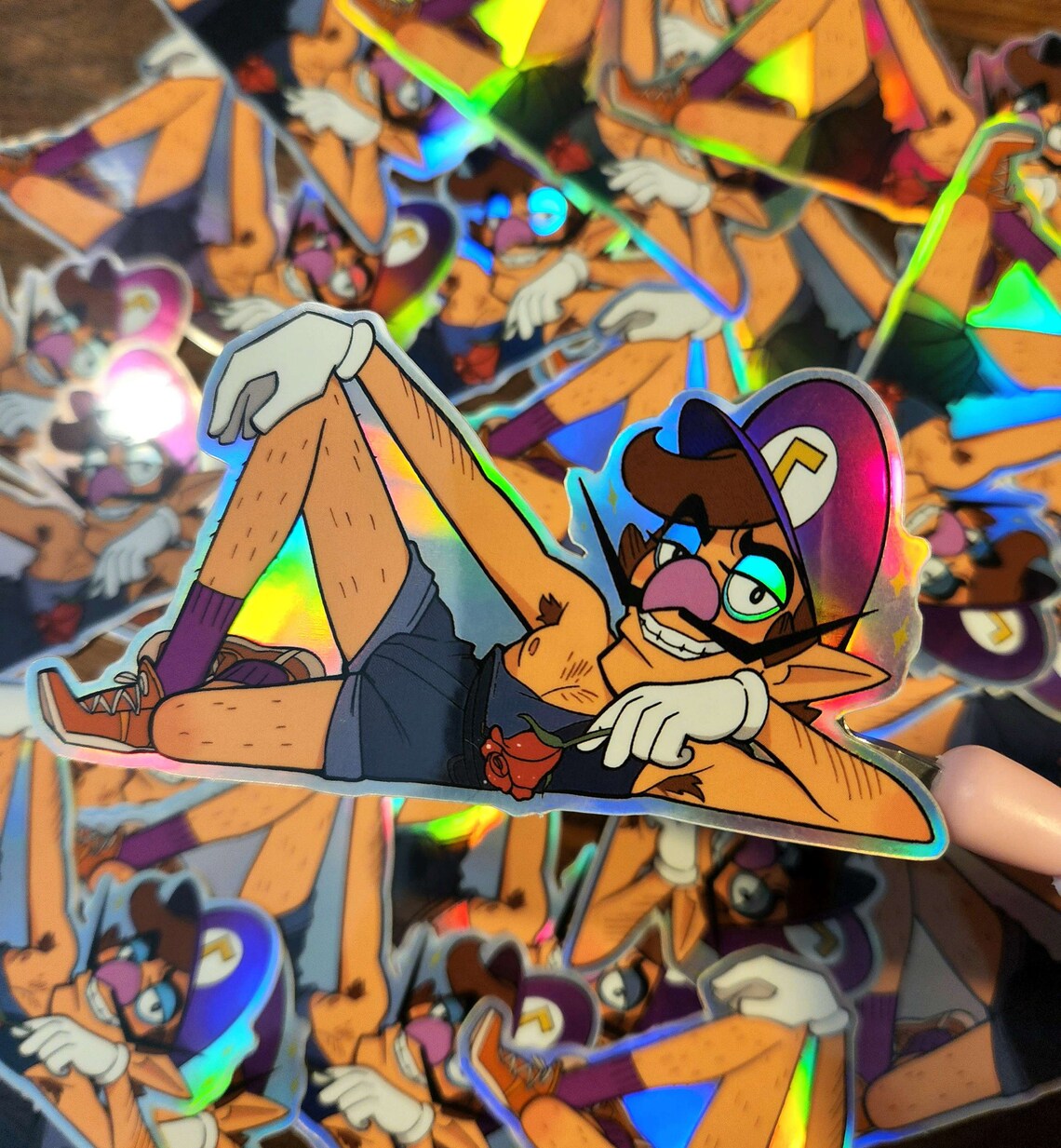 Sexy Waluigi Holographic Vinyl Sticker Etsy
