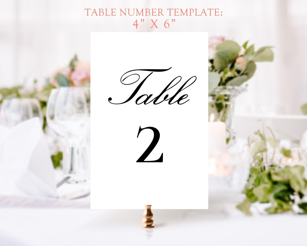 Color Editable Table Number Template; 4" X 6" Template; Editable Table ...