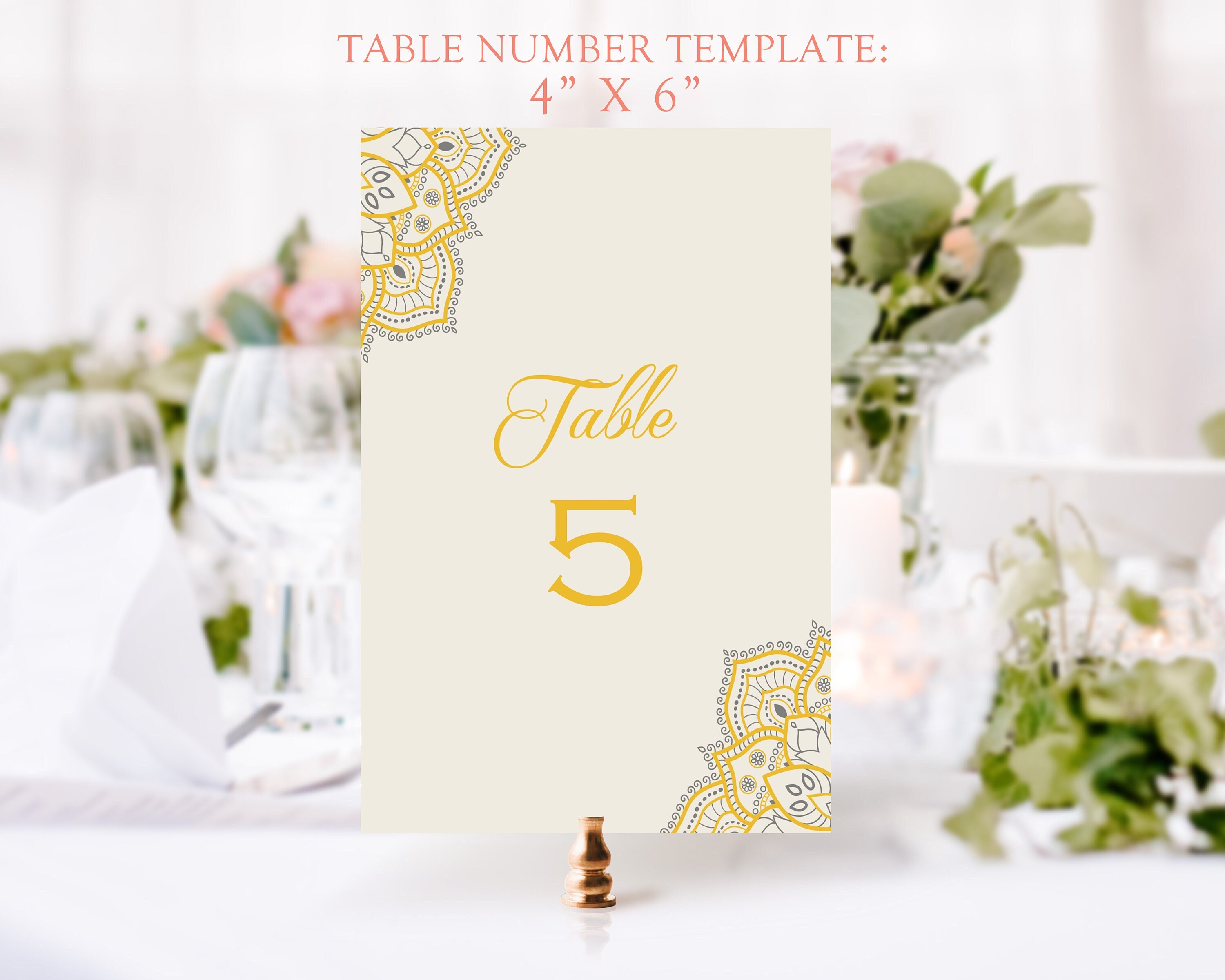 Color Editable Table Number Template 4 X 6 - Etsy