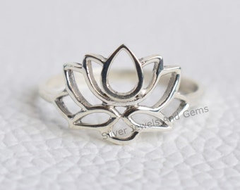 Silver Lotus Ring | Etsy