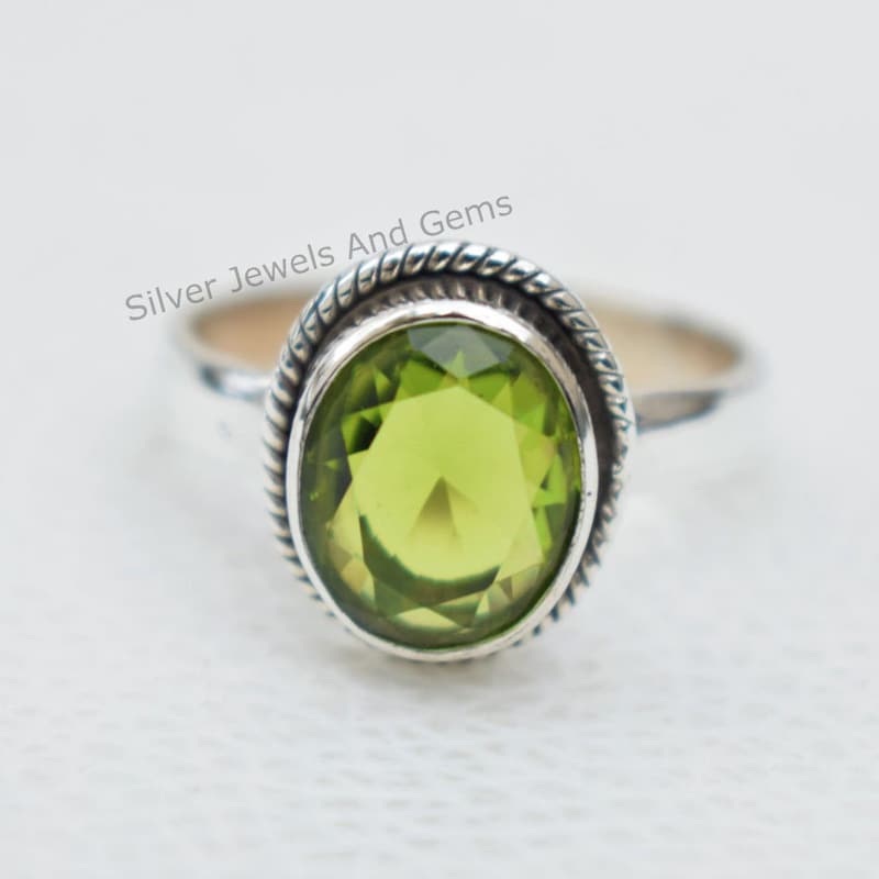 Silver Peridot Ring - Etsy