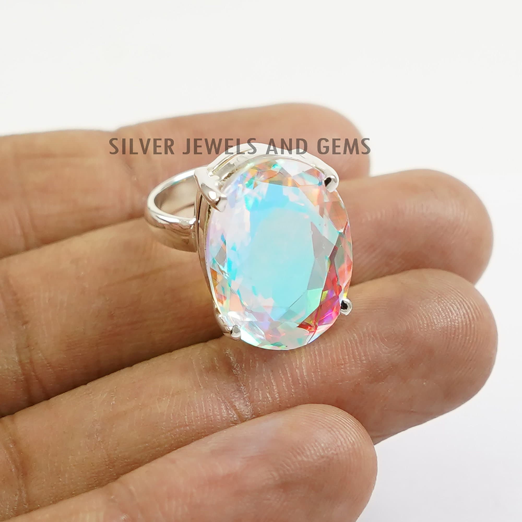 Angel Aura Quartz Ring 925 Sterling Silver Ring Handmade - Etsy