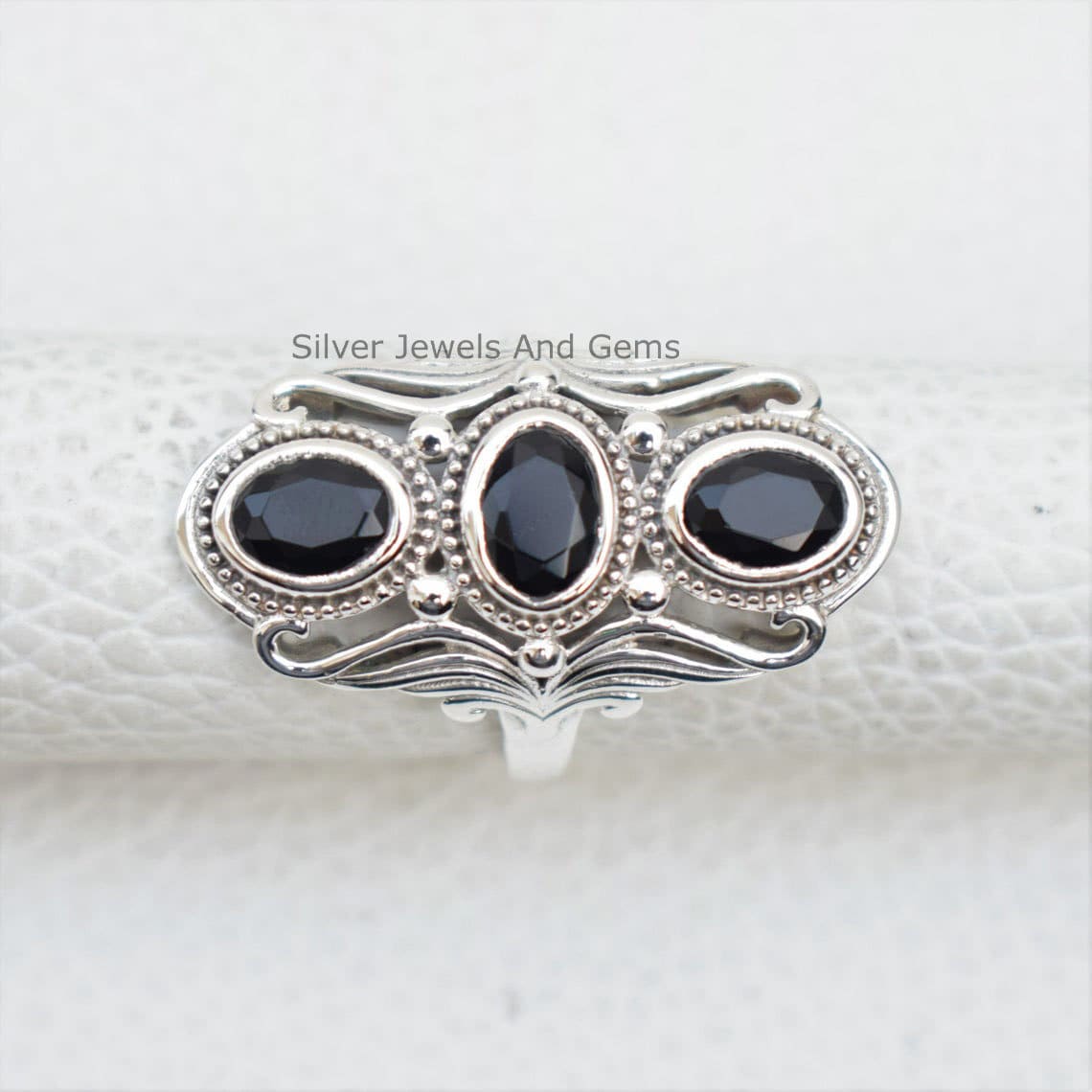 Black Onyx Ring Oval Faceted Onyx Designer Ring Handmade | Etsy