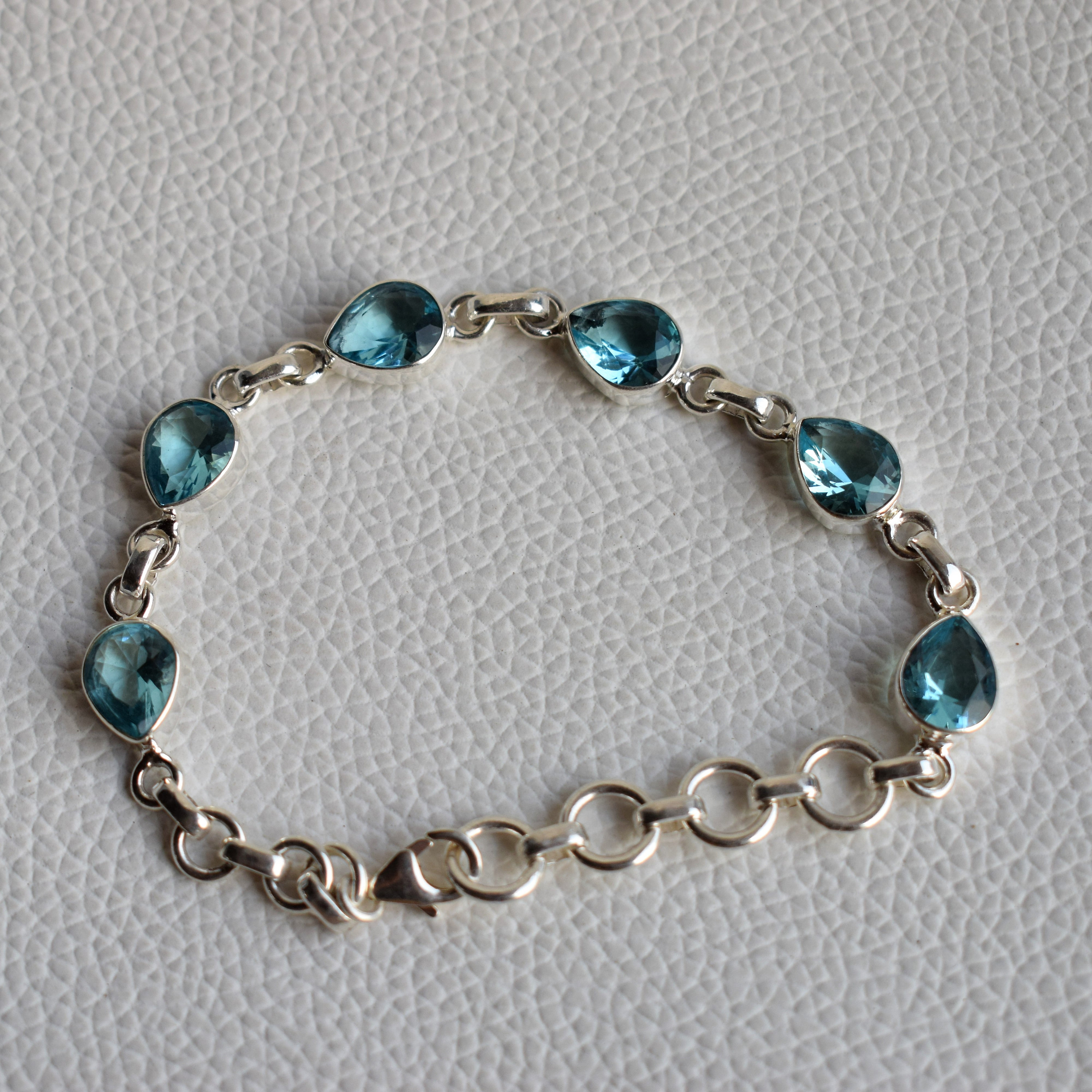 Natural Blue Topaz Bracelet-Handmade Bracelet for Women-925 | Etsy