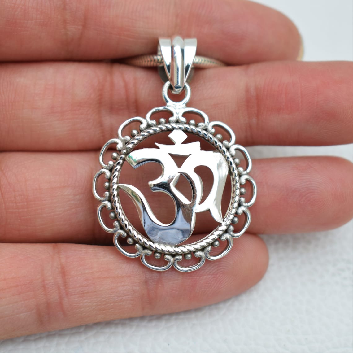 Sterling Silver Om Pendant-handmade Silver Pendant-925 | Etsy