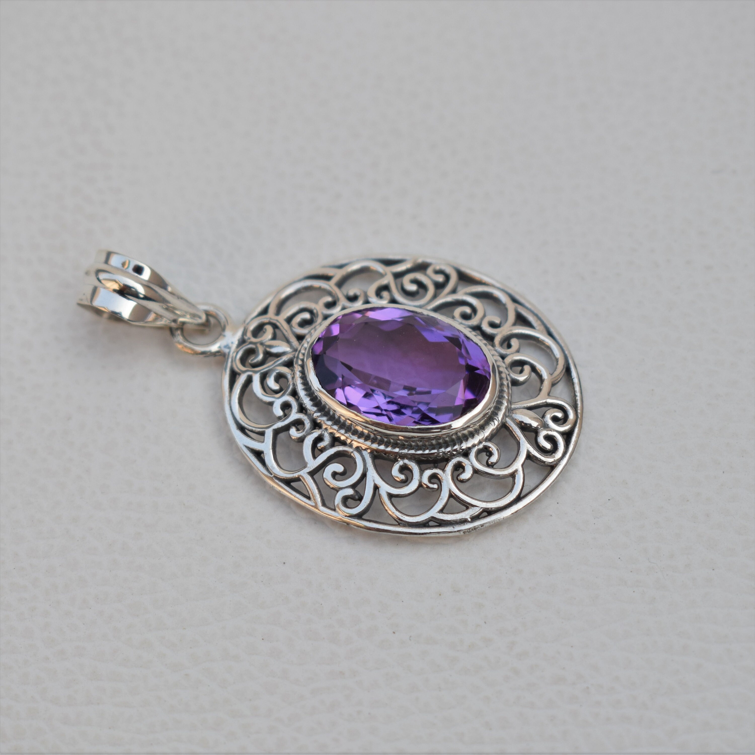 Natural Amethyst Pendant-Handmade Silver Pendant-925 Sterling | Etsy