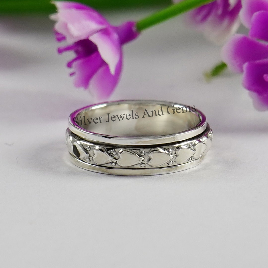 Heart Design Spinner Ring-thumb Ring-spinner Meditation Ring-solid 925 ...