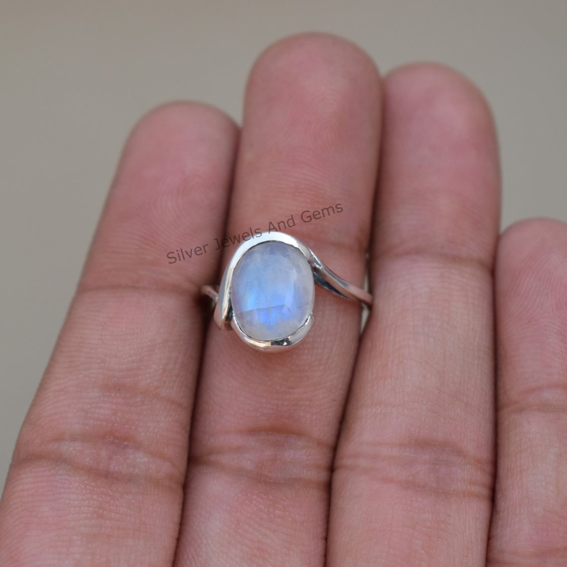 Natural Moonstone Ring-blue Fire Moonstone Ring-handmade - Etsy Canada