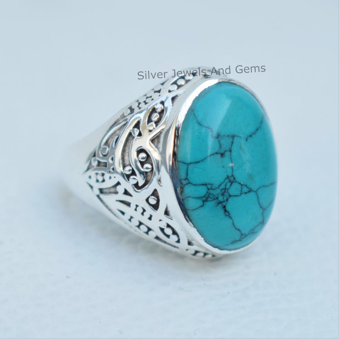 Natural Turquoise Ring-handmade Silver Ring-925 Sterling - Etsy