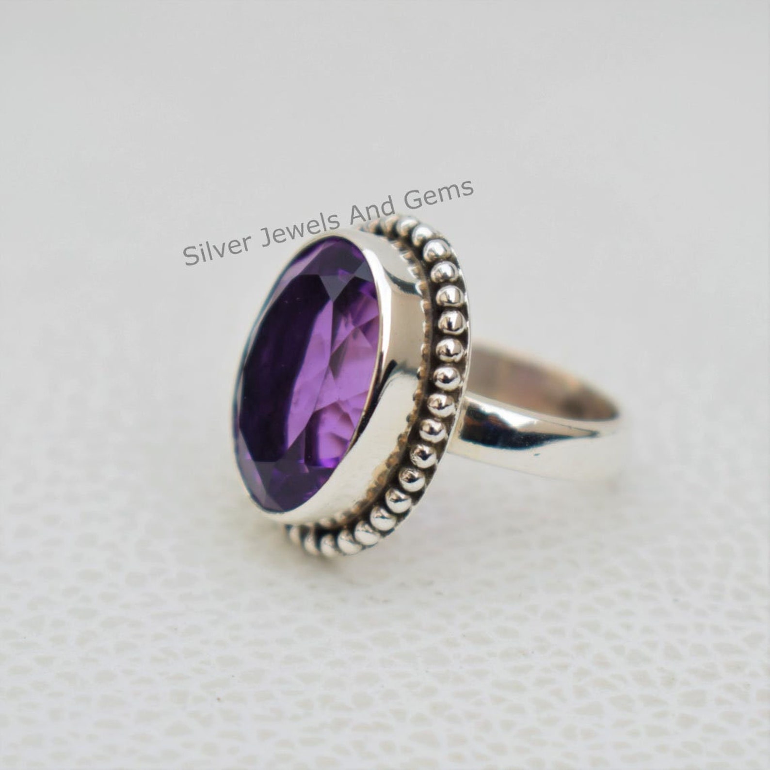 Oval Amethyst Ring Natural Stone Ring 925 Sterling Silver - Etsy