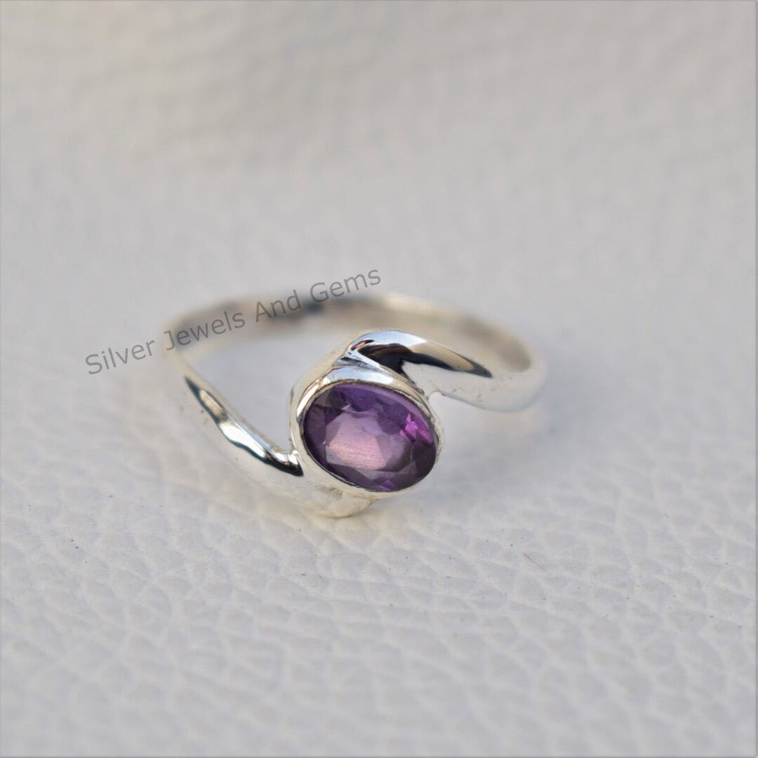 Natural Amethyst Ring, Handmade Dainty Ring, 925 Sterling Silver Ring ...