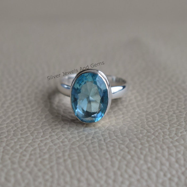 Natural Blue Topaz Ring-handmade Silver-oval Blue Topaz | Etsy