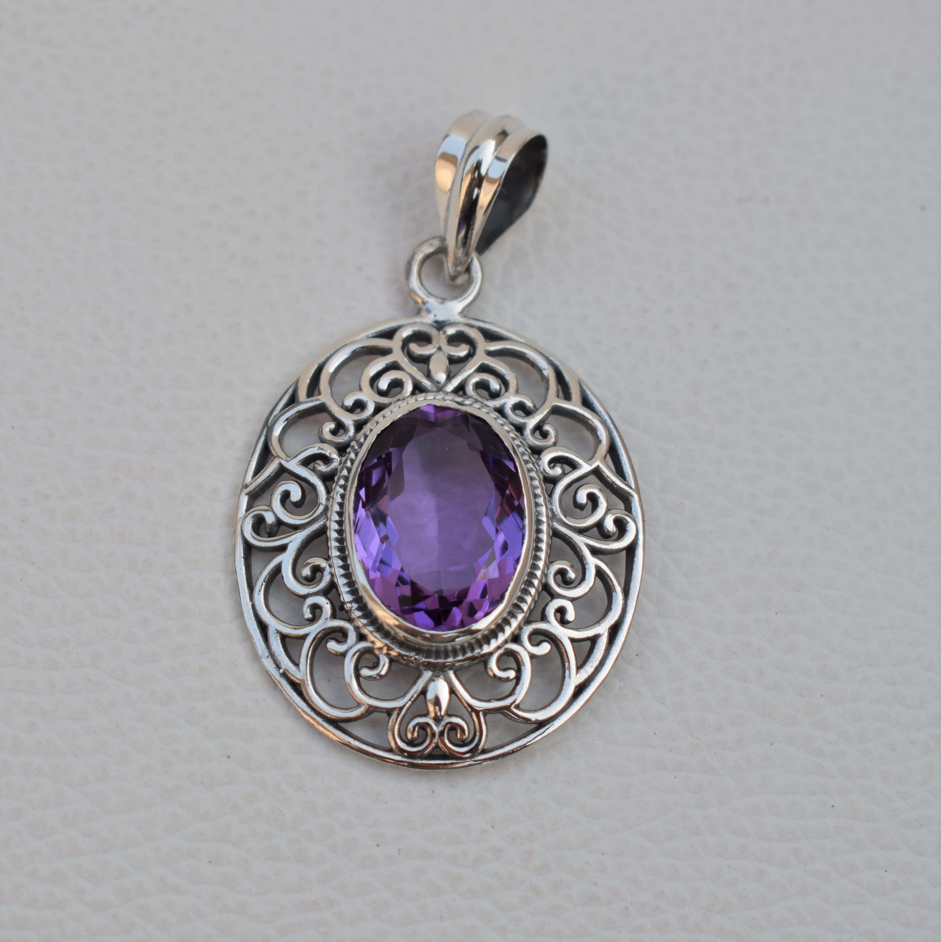 Natural Amethyst Pendant-Handmade Silver Pendant-925 Sterling | Etsy