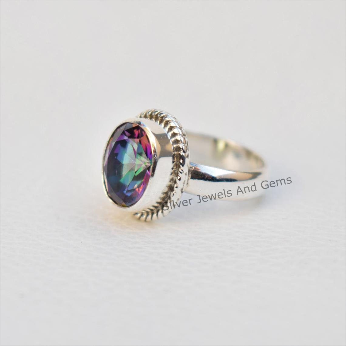 Mystic Topaz Ring Rope Design Ring Handmade Ring for Gift - Etsy