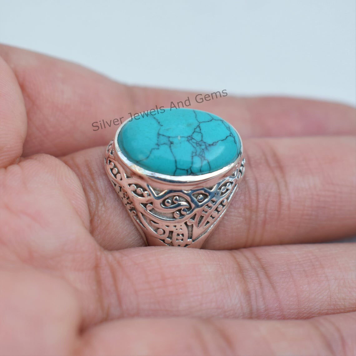 Natural Turquoise Ring-handmade Silver Ring-925 Sterling - Etsy