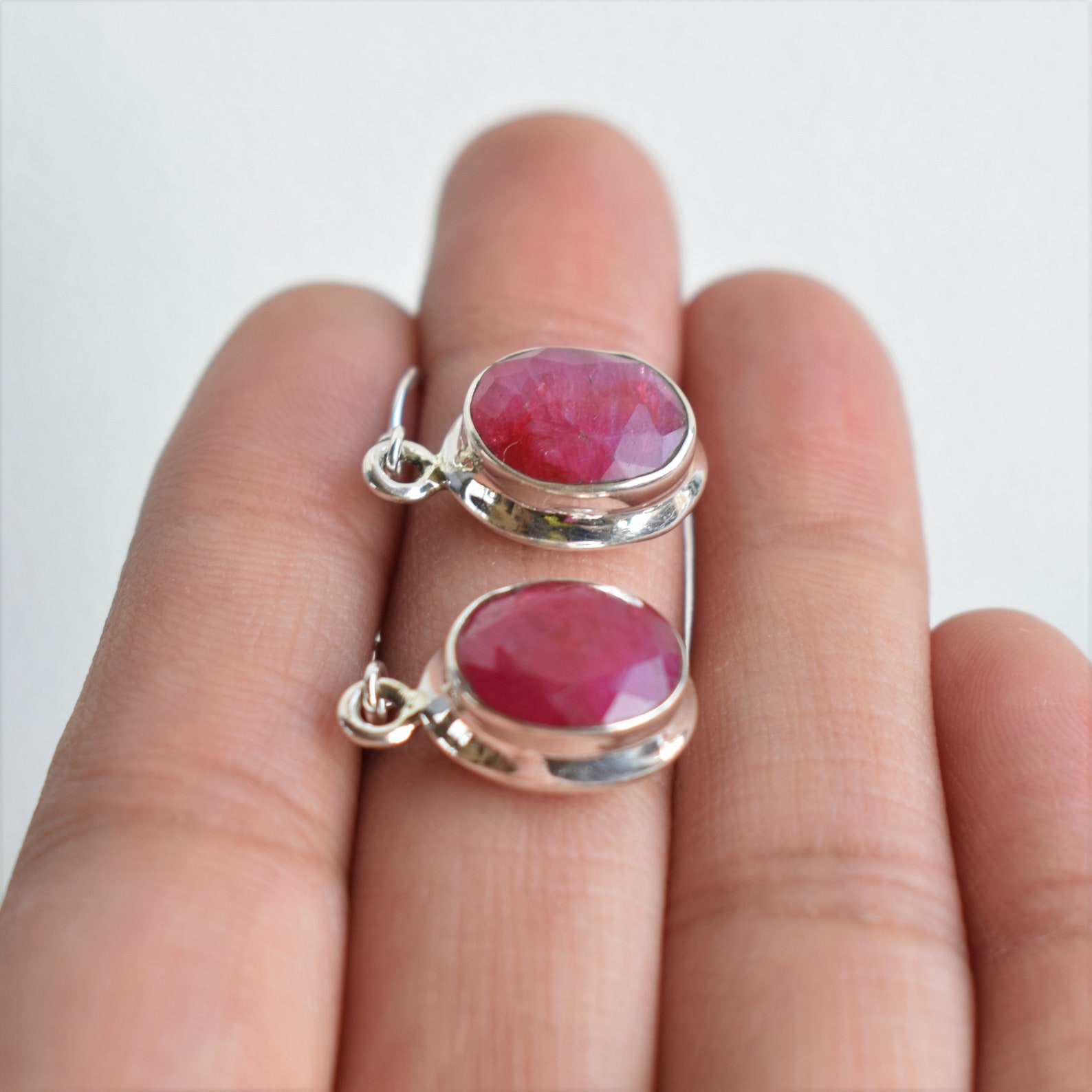 Ruby Earrings-red Ruby Earrings-handmade Silver Earrings-925 Sterling ...