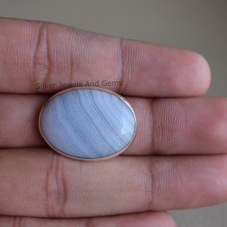 Natural Blue Lace Agate Ring-handmade Silver Ring-925 Sterling | Etsy