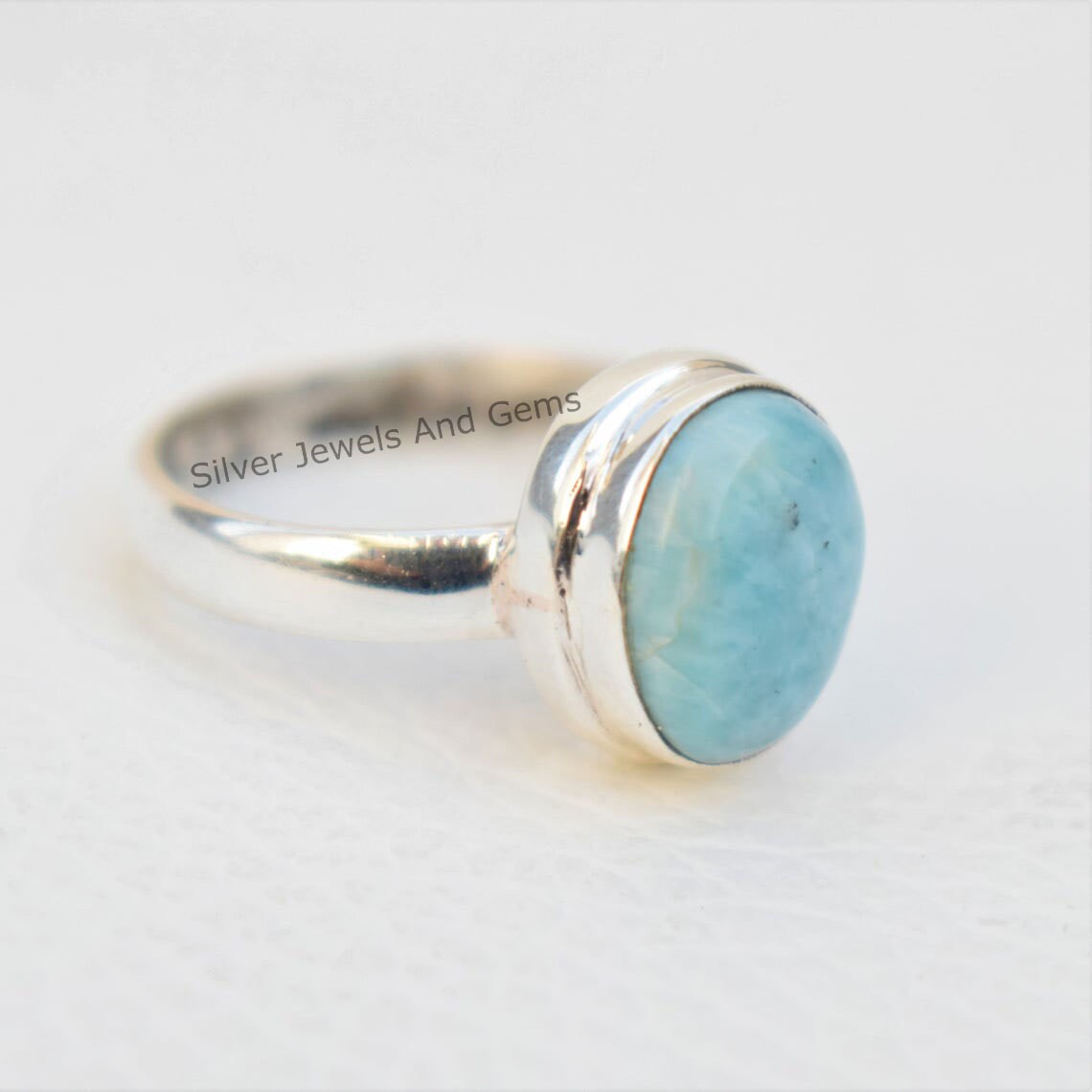 Natural Larimar Ring-handmade Silver Ring-oval Larimar | Etsy