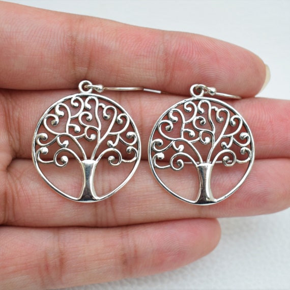 925 Sterling Silver Earring Tree of Life Earrings Handmade - Etsy