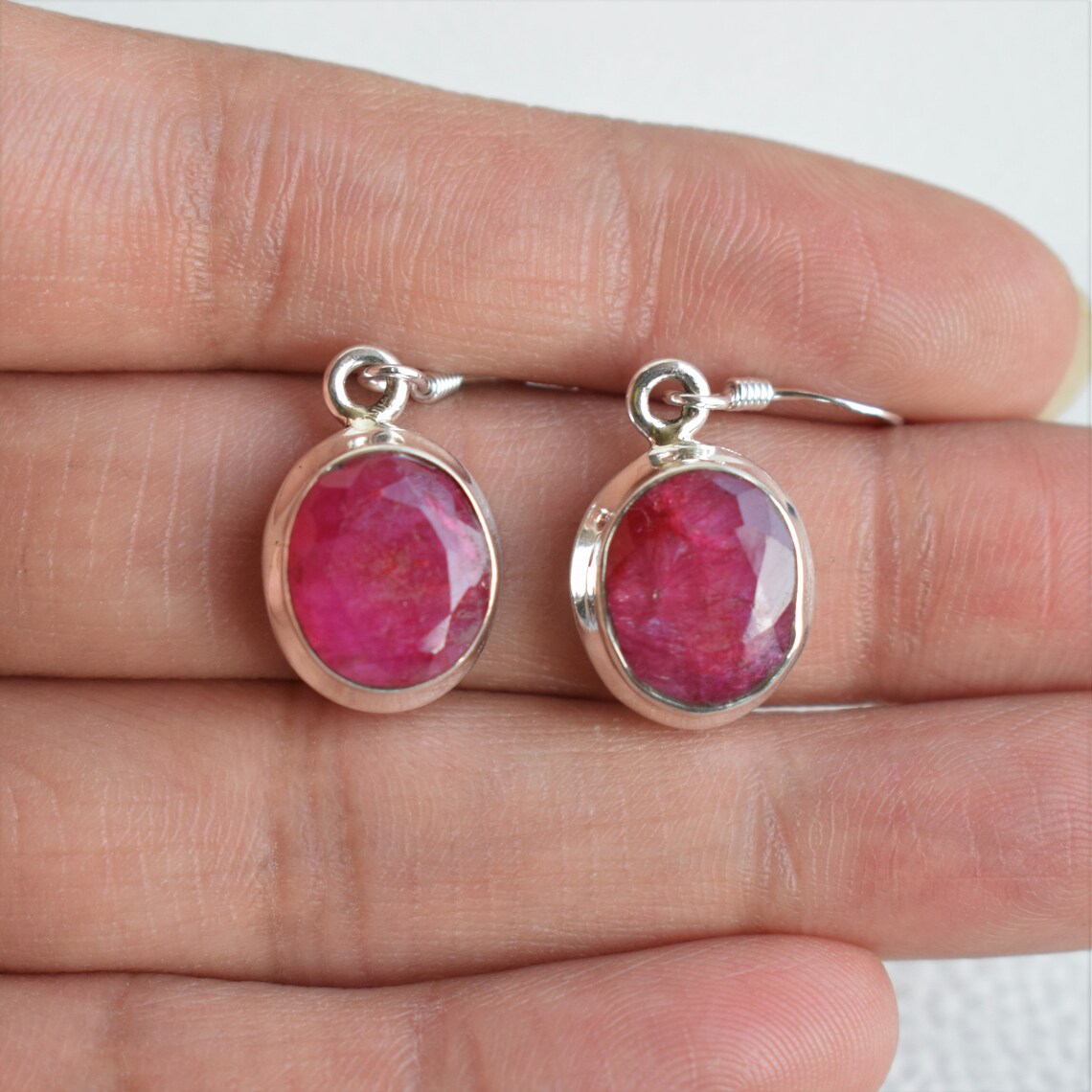 Ruby Earrings-red Ruby Earrings-handmade Silver Earrings-925 - Etsy