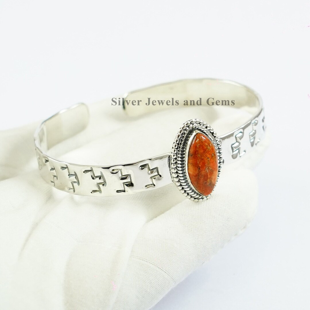 Natural Coral Cuff Bracelet, 925 Sterling Silver Sponge Coral Jewelry ...