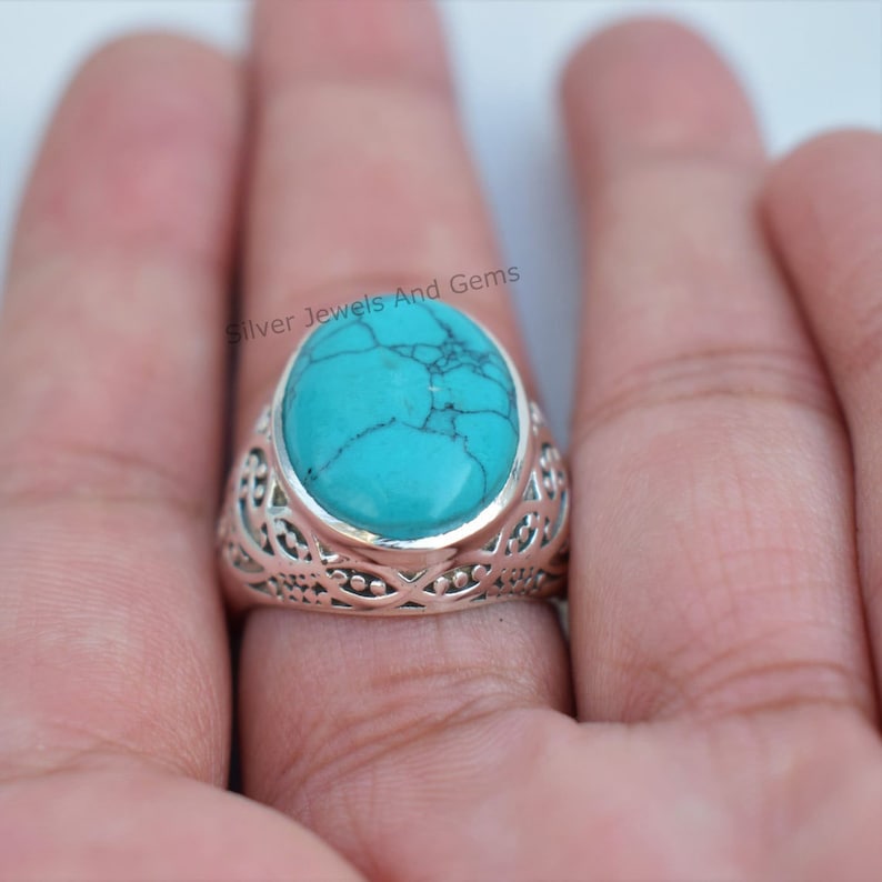 Natural Turquoise Ring-handmade Silver Ring-925 Sterling - Etsy