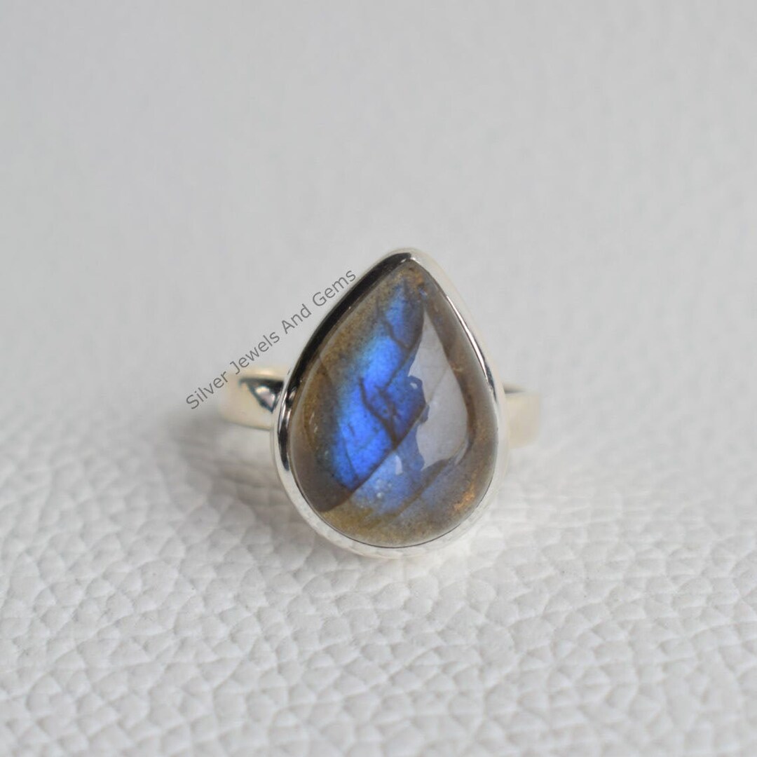 Natural Labradorite Ring, Blue Fire Labradorite Ring, Handmade Ring ...