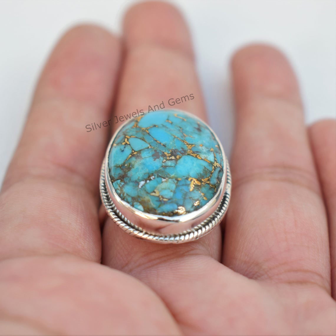 Natural Copper Turquoise Ring-handmade Silver Ring-925 - Etsy