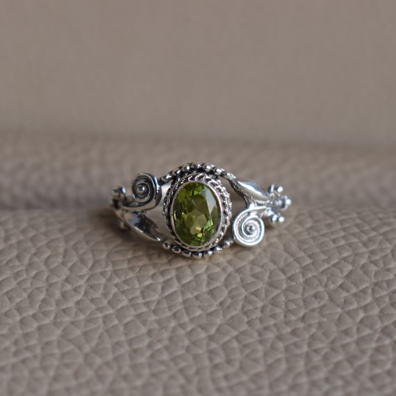 Natural Peridot Ring-Handmade Silver Ring-925 Sterling Silver | Etsy