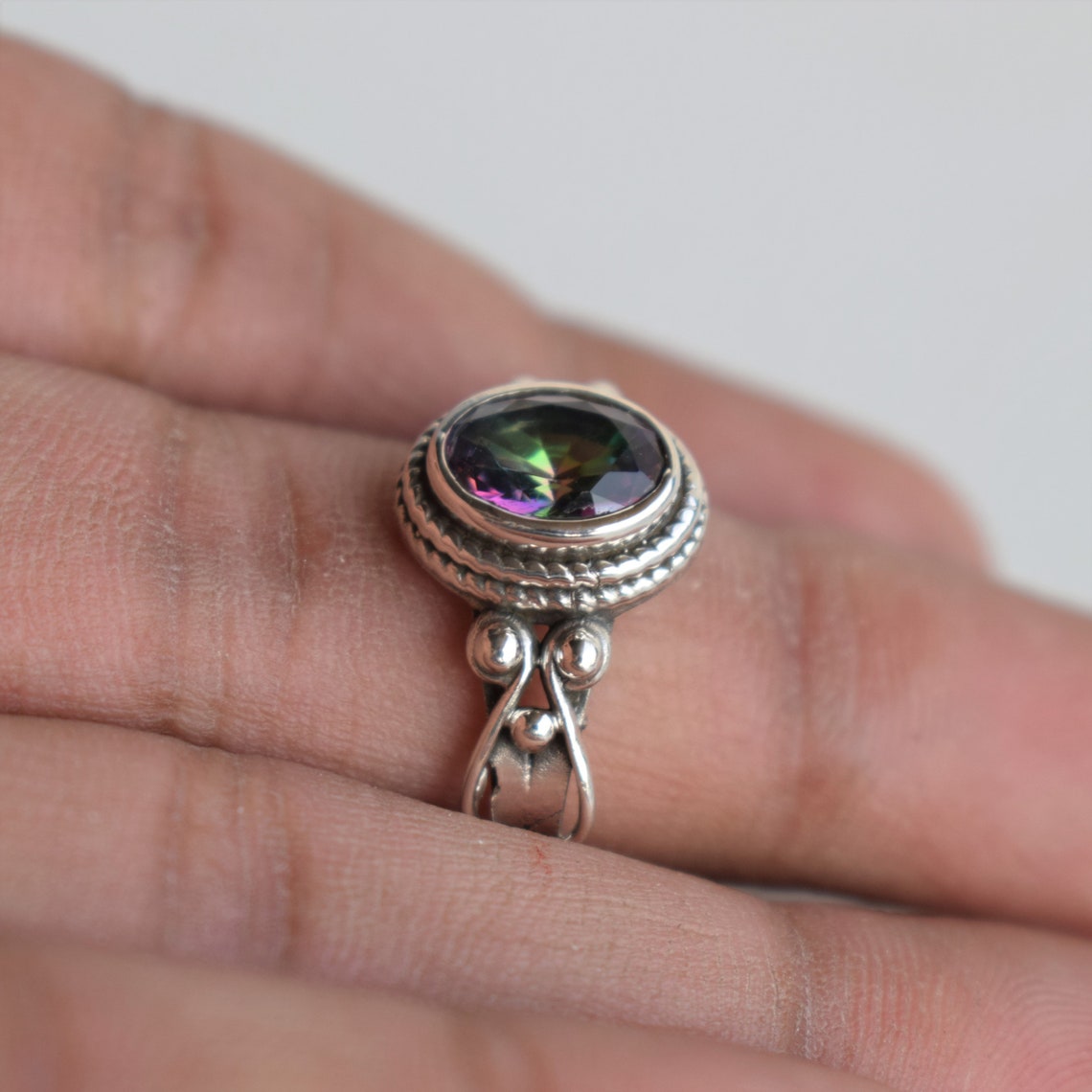 Natural Mystic Topaz Ring-Handmade Silver Ring-925 Sterling | Etsy