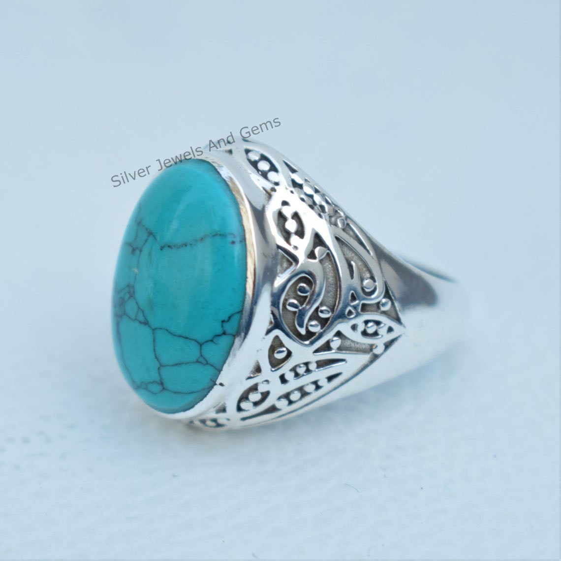 Natural Turquoise Ring-handmade Silver Ring-925 Sterling - Etsy