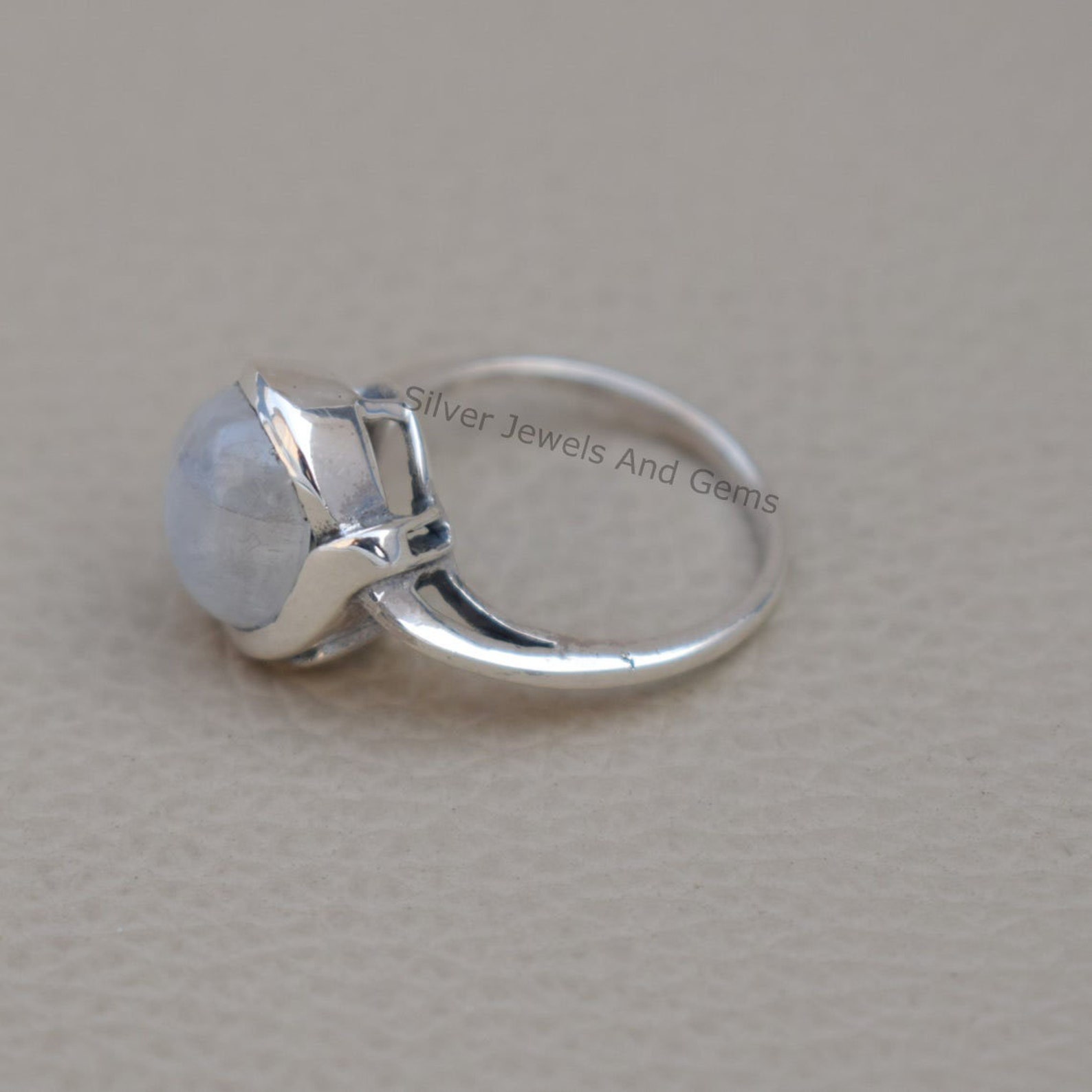 Natural Moonstone Ring-blue Fire Moonstone Ring-handmade - Etsy Canada