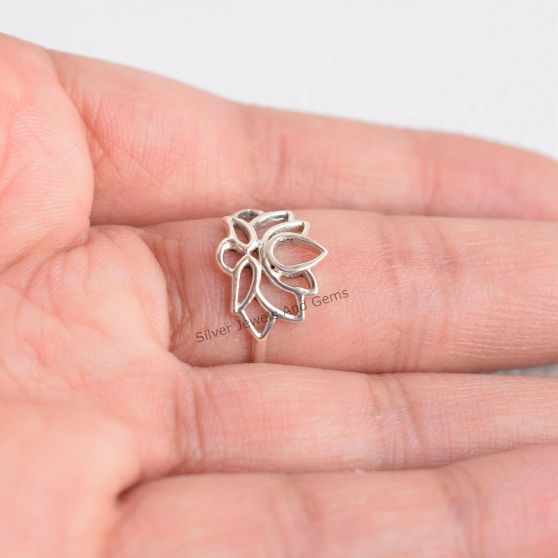 Sterling Silver Lotus Ring-handmade Silver Ring-925 Sterling - Etsy
