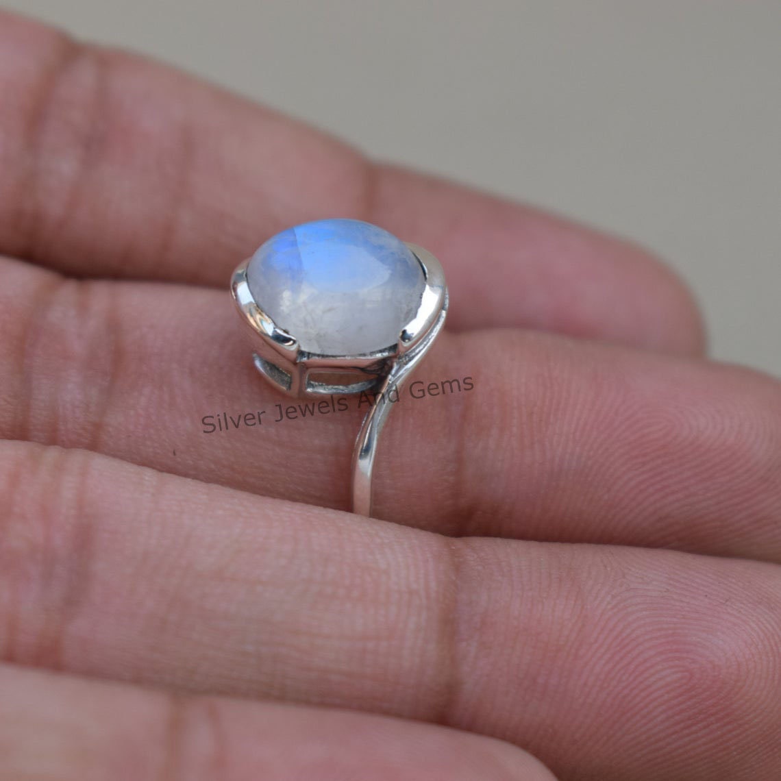Natural Moonstone Ring-blue Fire Moonstone Ring-handmade - Etsy Canada