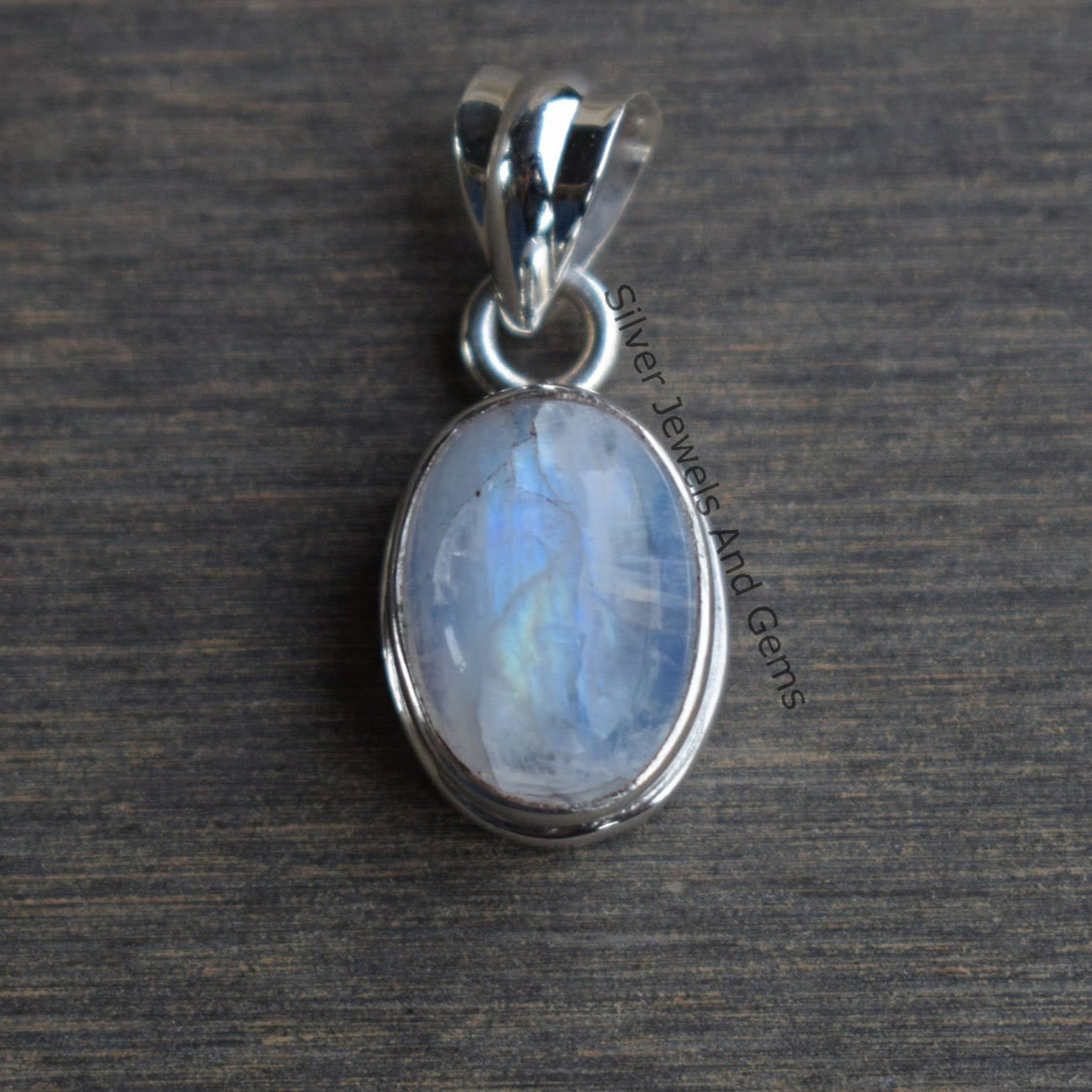 Natural Rainbow Moonstone Pendant, Blue Fire Moonstone Pendant ...