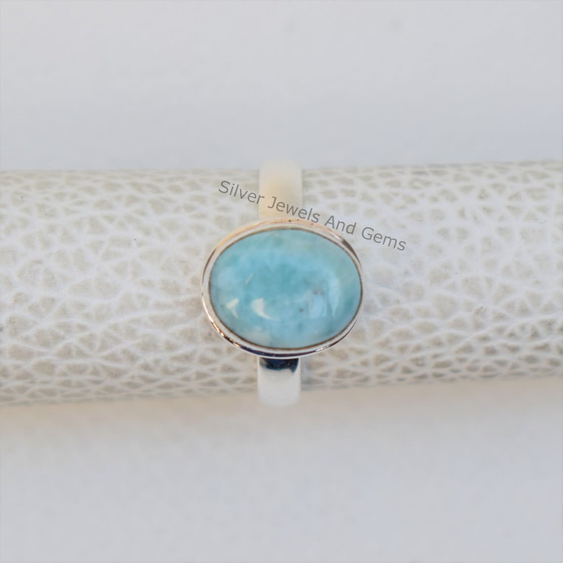 Natural Larimar Ring-handmade Silver Ring-oval Larimar | Etsy