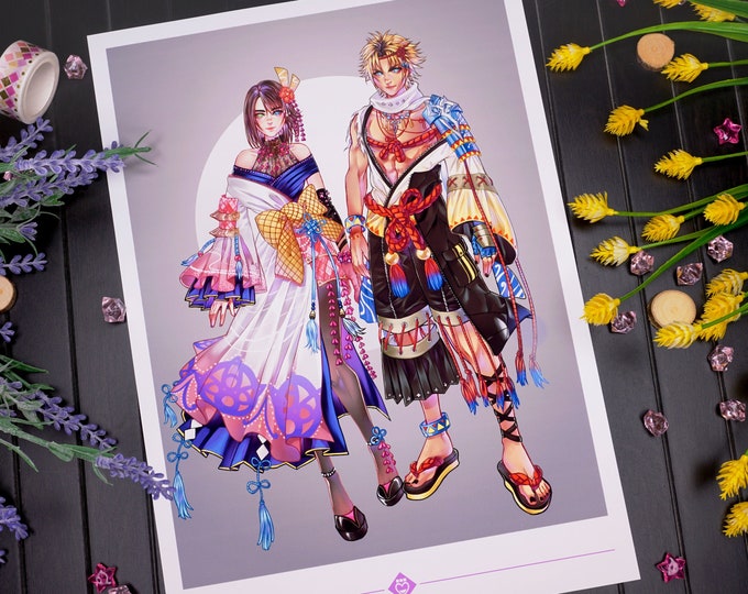 Art Print - Final Fantasy X Original Japanese Design - Tidus and Yuna ...