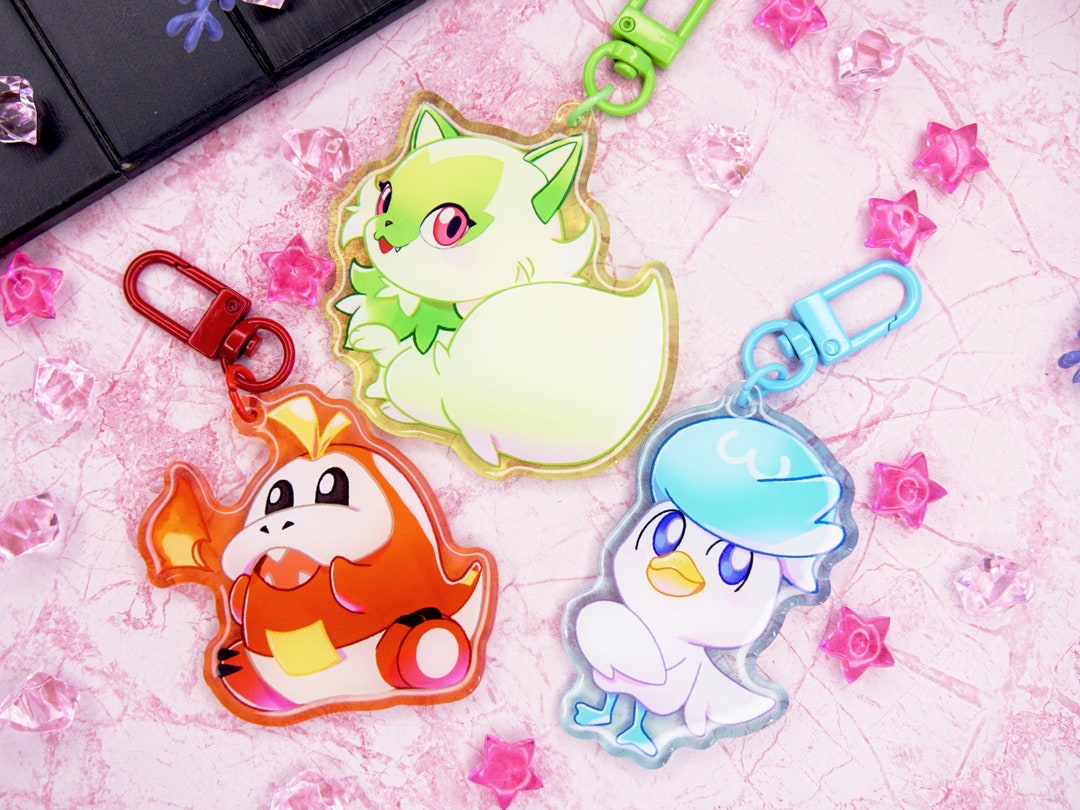 Acrylic Charm - Pokémon Scarlet Violet - Sprigatito, Fuecoco, Quaxly - Etsy