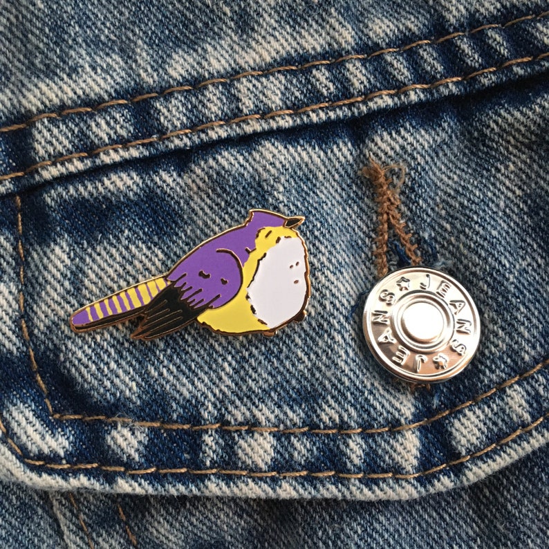 Non-binary Enamel Pin Non Binary Bird Pin Enby Pin - Etsy UK