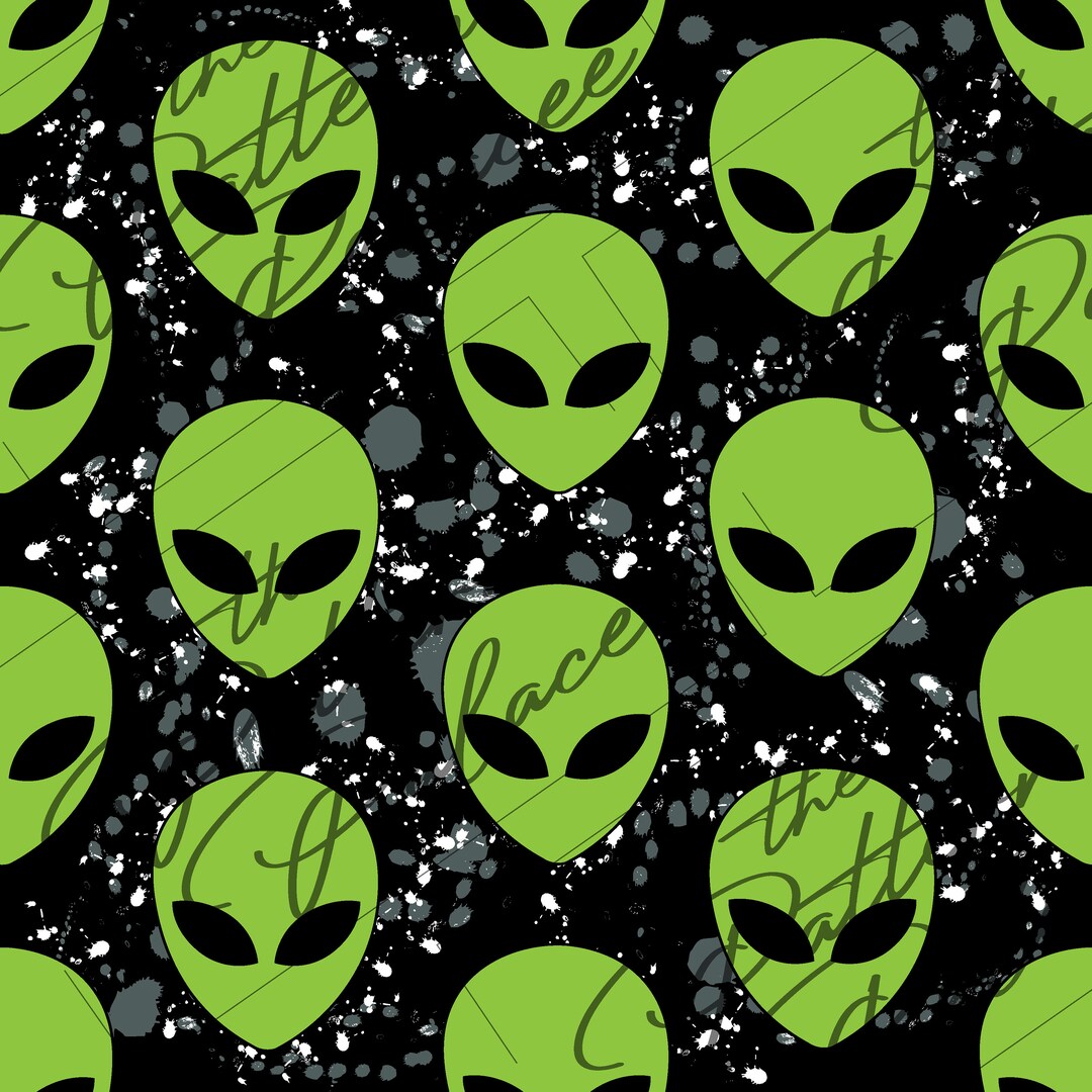 Cute Aliens With Splatter Print Background Seamless Pattern / Digital ...