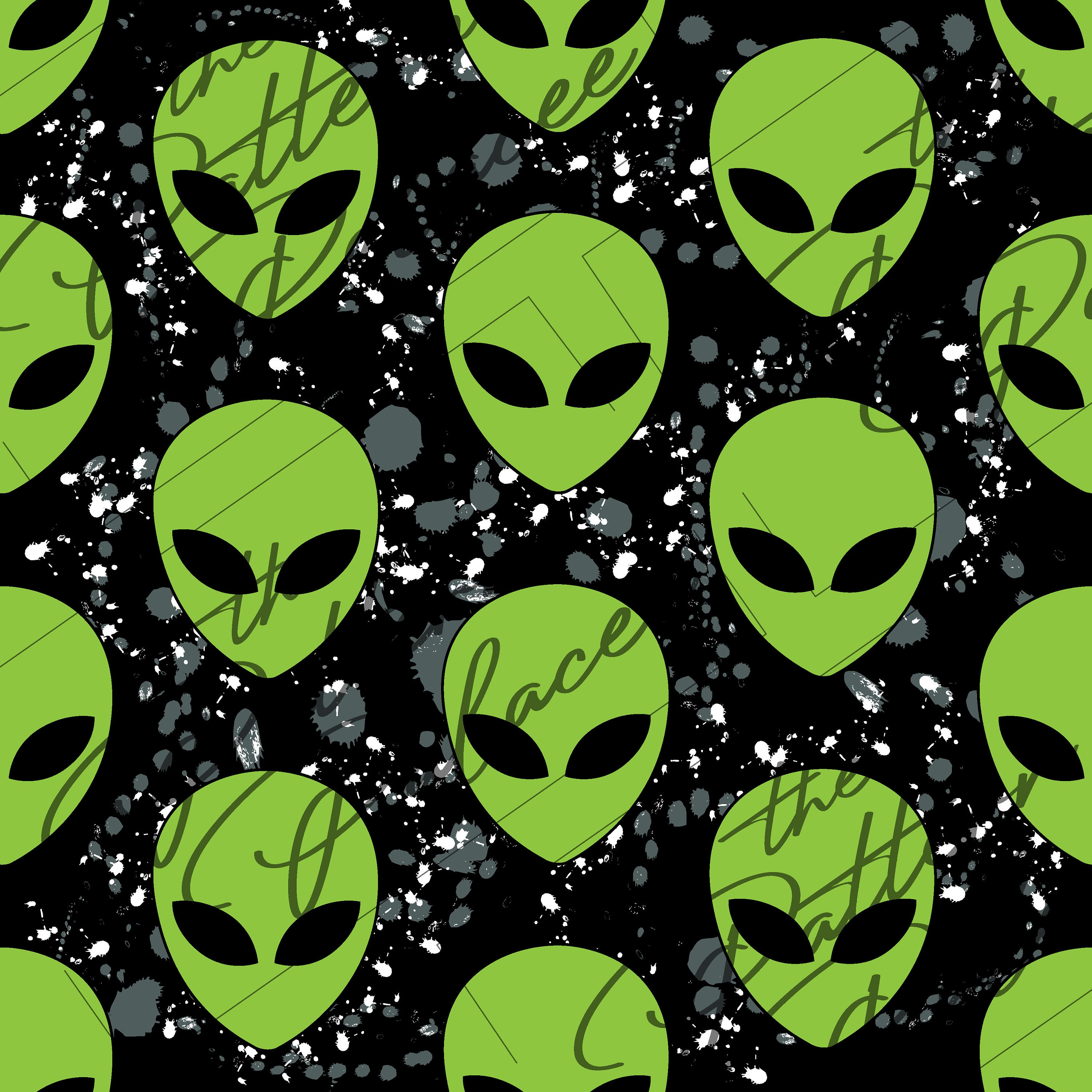 Cute Aliens With Splatter Print Background Seamless Pattern / Digital ...