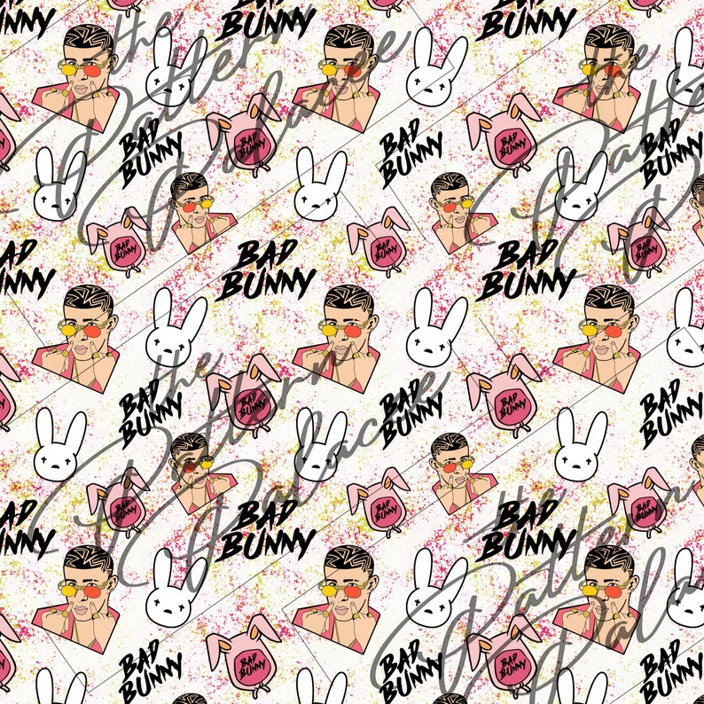 Card Making & Stationery Bad Bunny Digital File Seamless Pattern Rapper ...