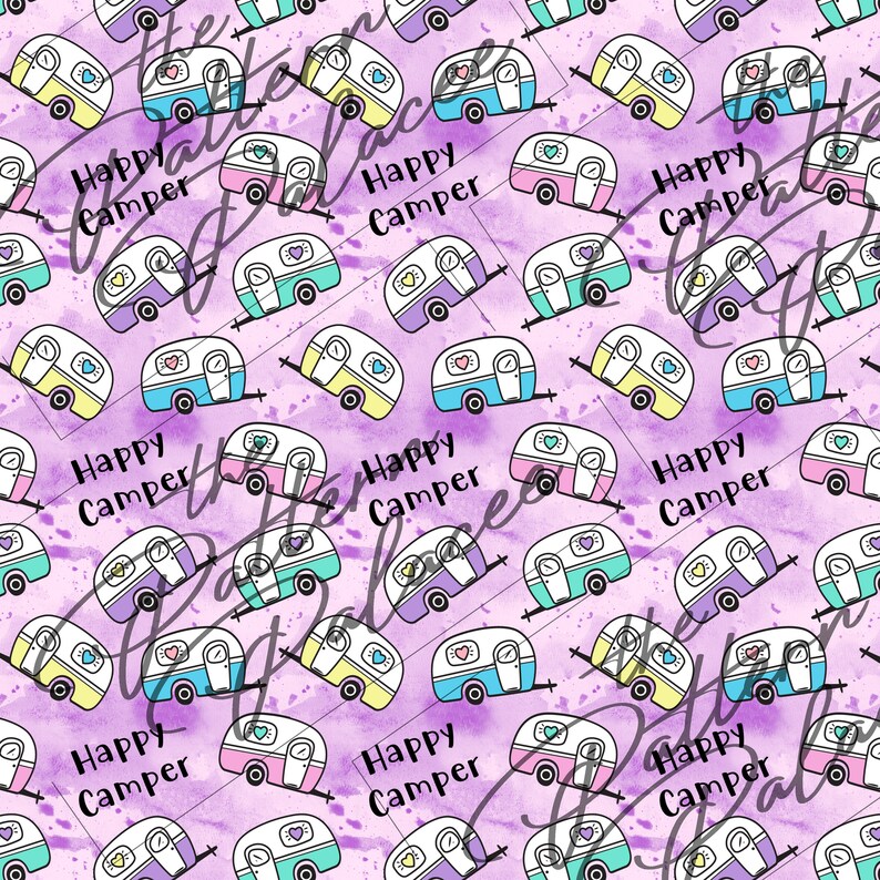 Happy Camper / Cute Campers / Seamless Pattern / Digital File - Etsy
