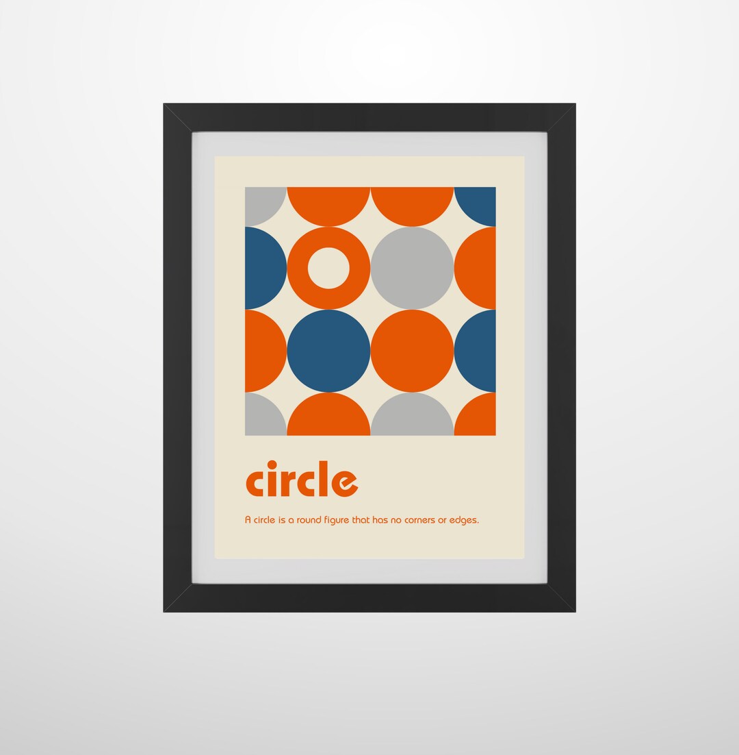 Midcentury Modern Shapes Poster (beige, Grey, Navy, Orange) - Etsy