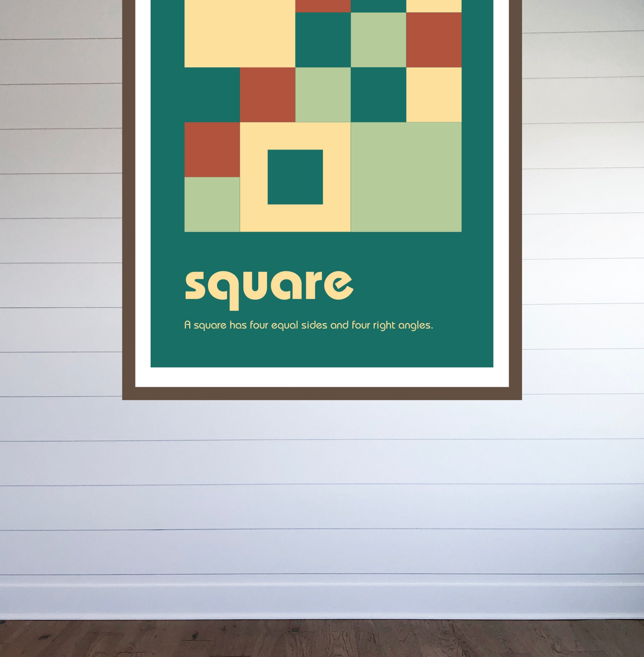 Midcentury Modern Shapes Poster (teal, Yellow, Green, Maroon) - Etsy