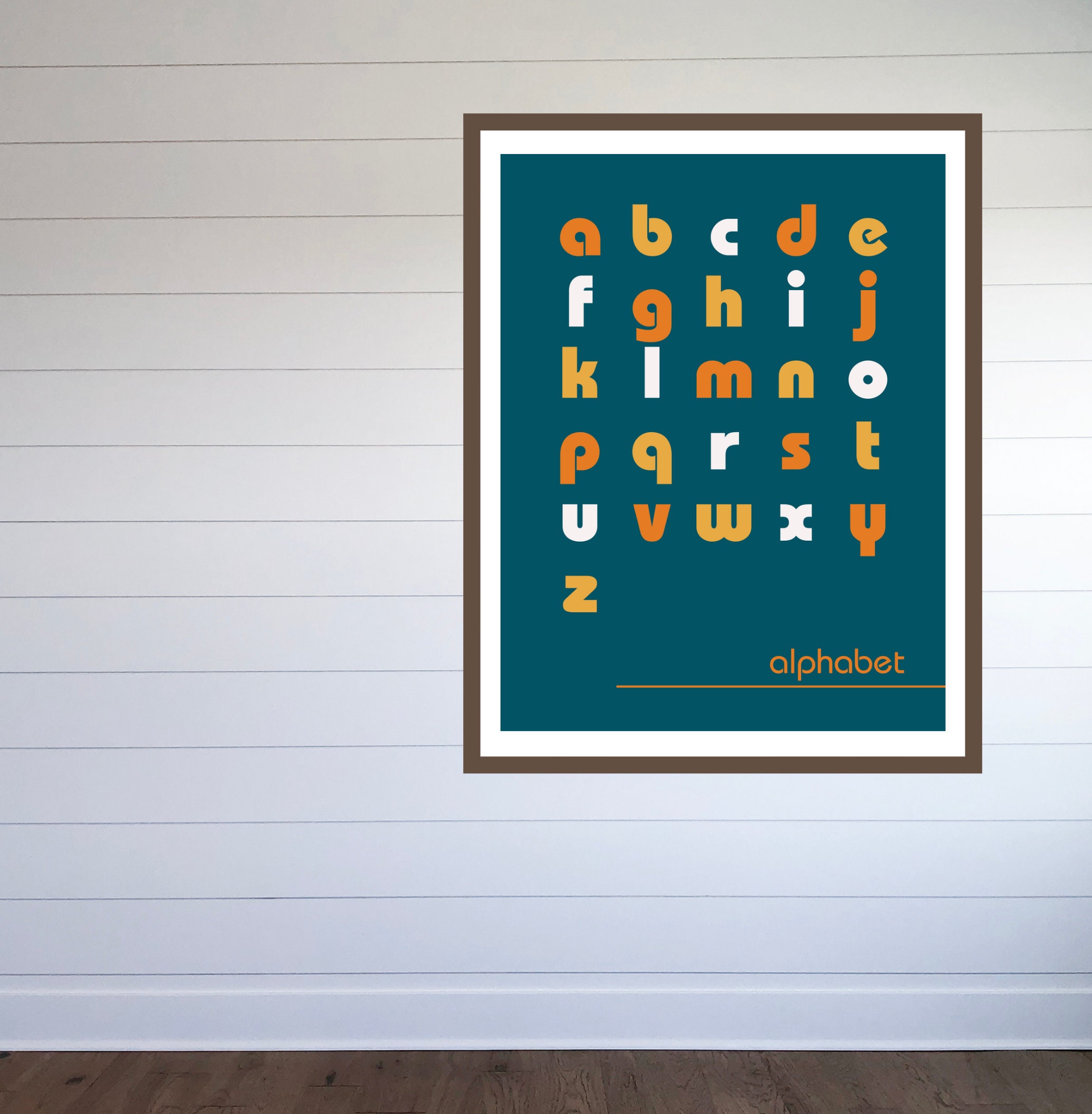 Midcentury Modern Alphabet Poster (navy, Orange, Yellow, White) - Etsy
