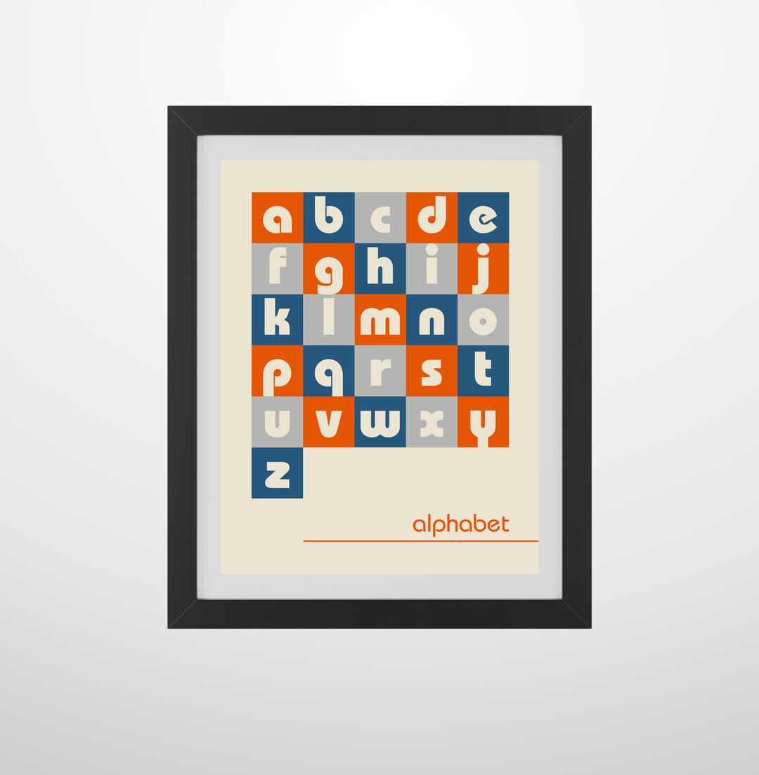 Midcentury Modern Alphabet Poster (beige, Grey, Navy, Orange) - Etsy