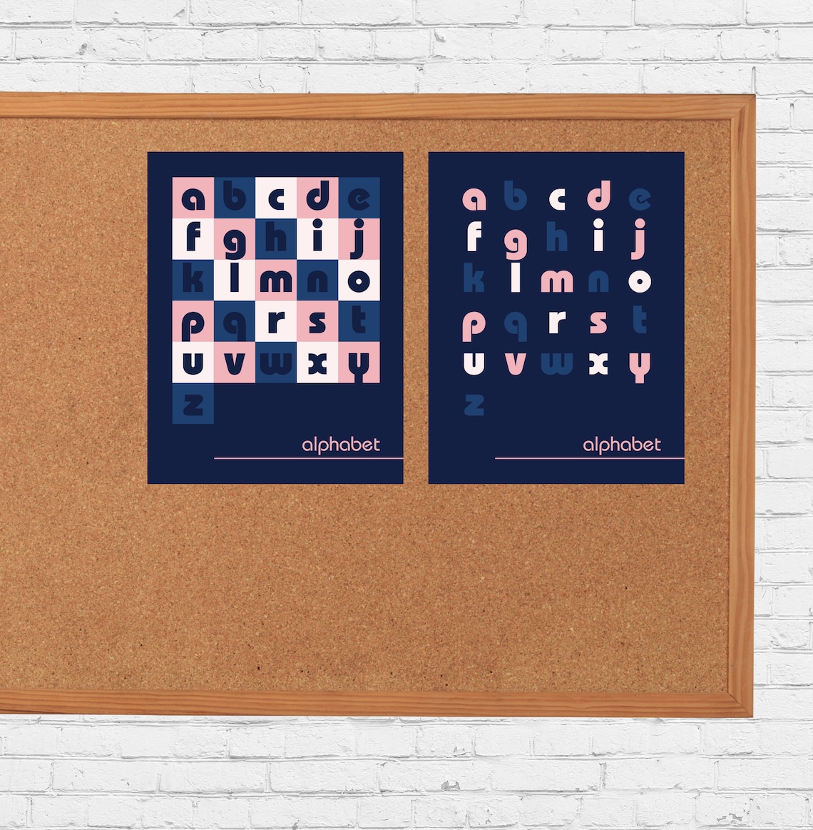 Midcentury Modern Alphabet Poster (navy, Peach, Blue, Pink) - Etsy