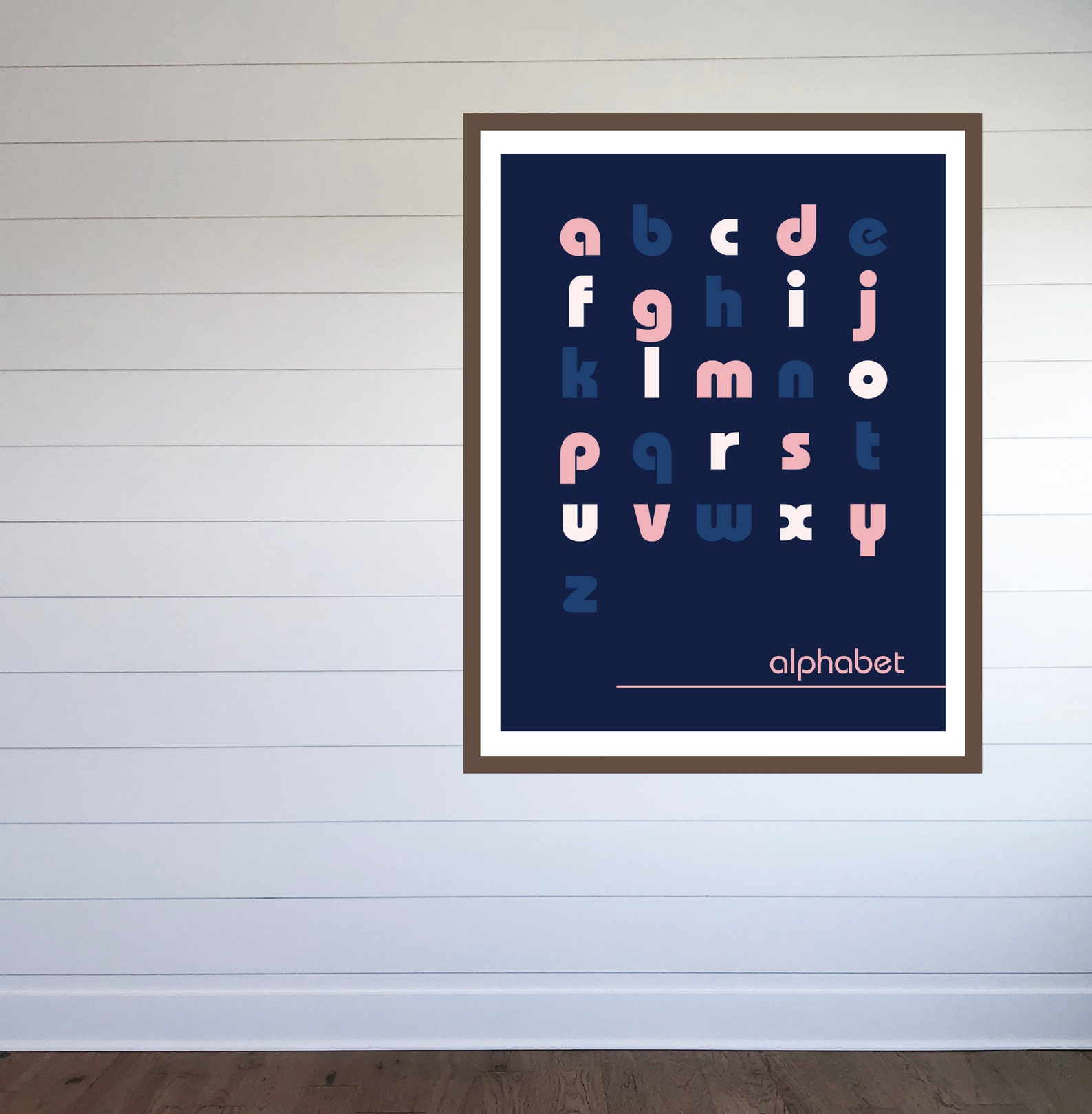 Midcentury Modern Alphabet Poster (navy, Peach, Blue, Pink) - Etsy